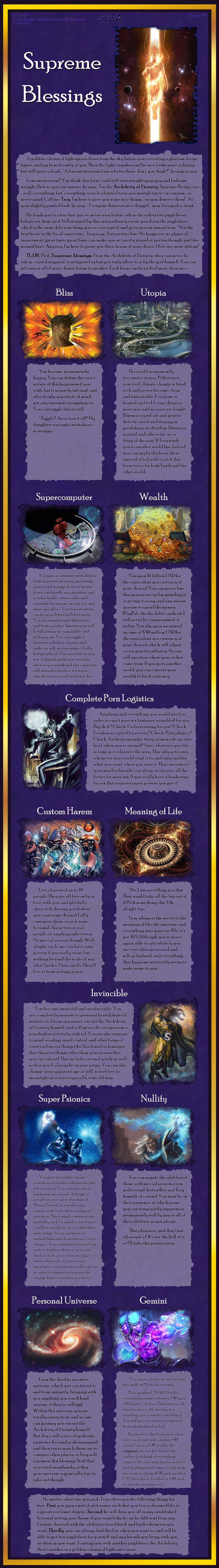 My CYOA Builds (Choose Your Own Adventure)